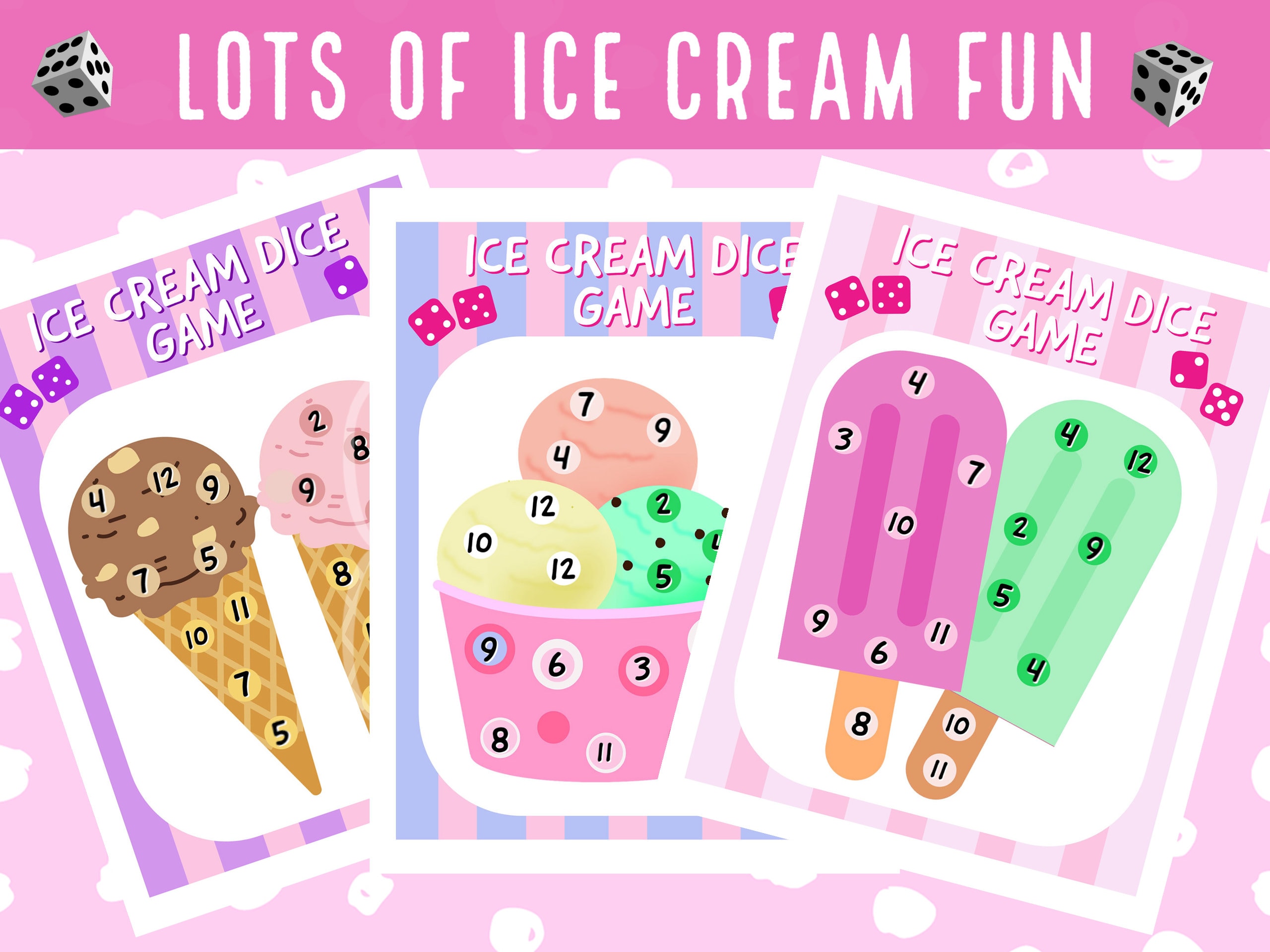Ice Cream Dice Game: Fun Fill-in Party Activity (instant Download) - Etsy