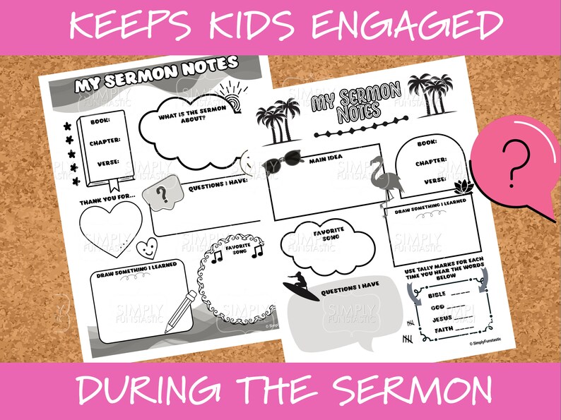 Kids Sermon Notes Worksheet: Christian Church Activity (download Print ...