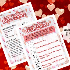 Valentine Candy Dice Game Printable 2 | Instant Download | Print ...