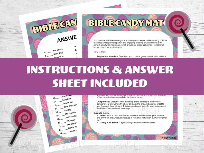 Bible Candy Match Game: Fun Church Activity (digital Download) - Etsy