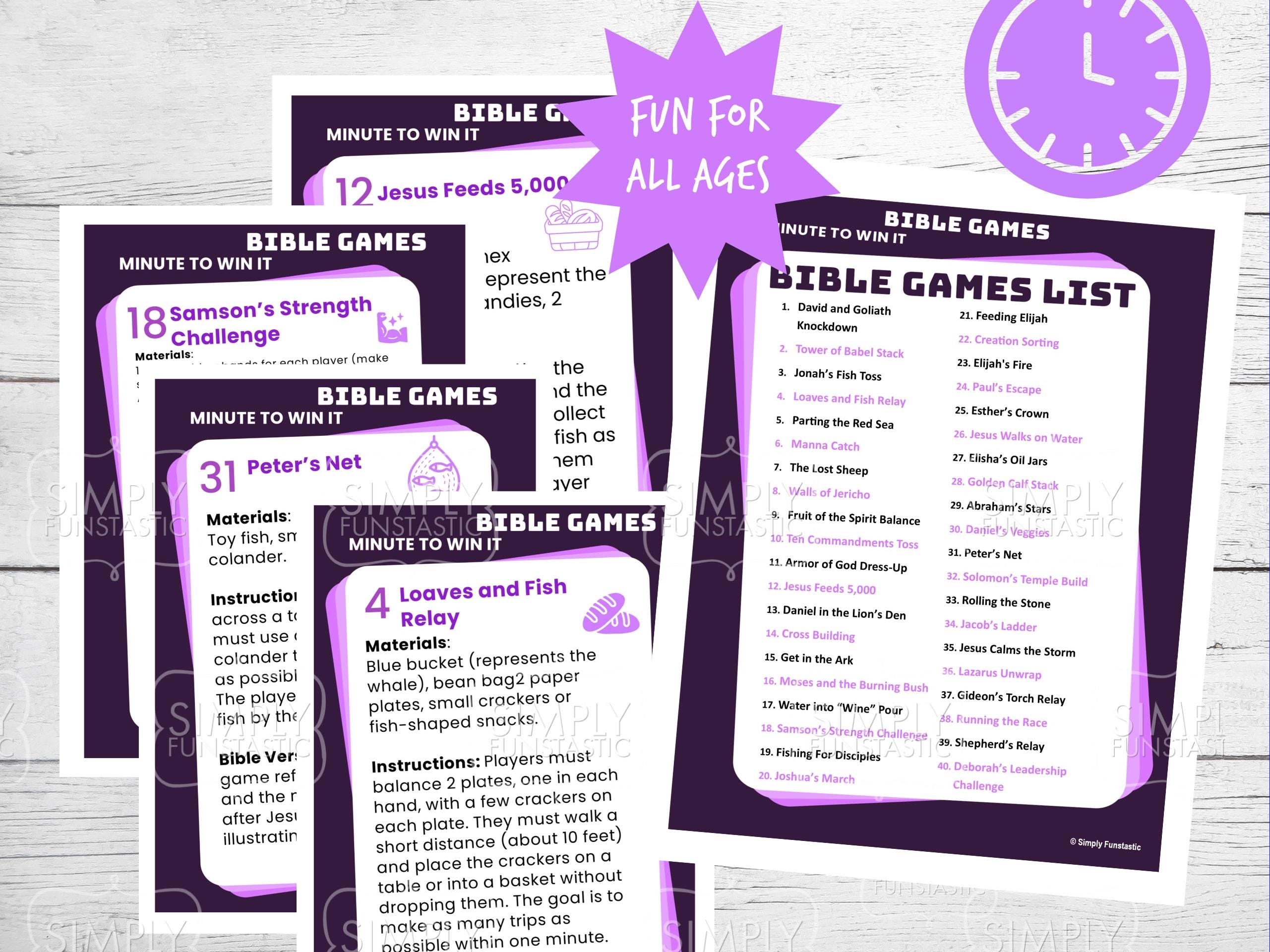 Bible Minute to Win It Games: 40 Printable Church Games (digital ...