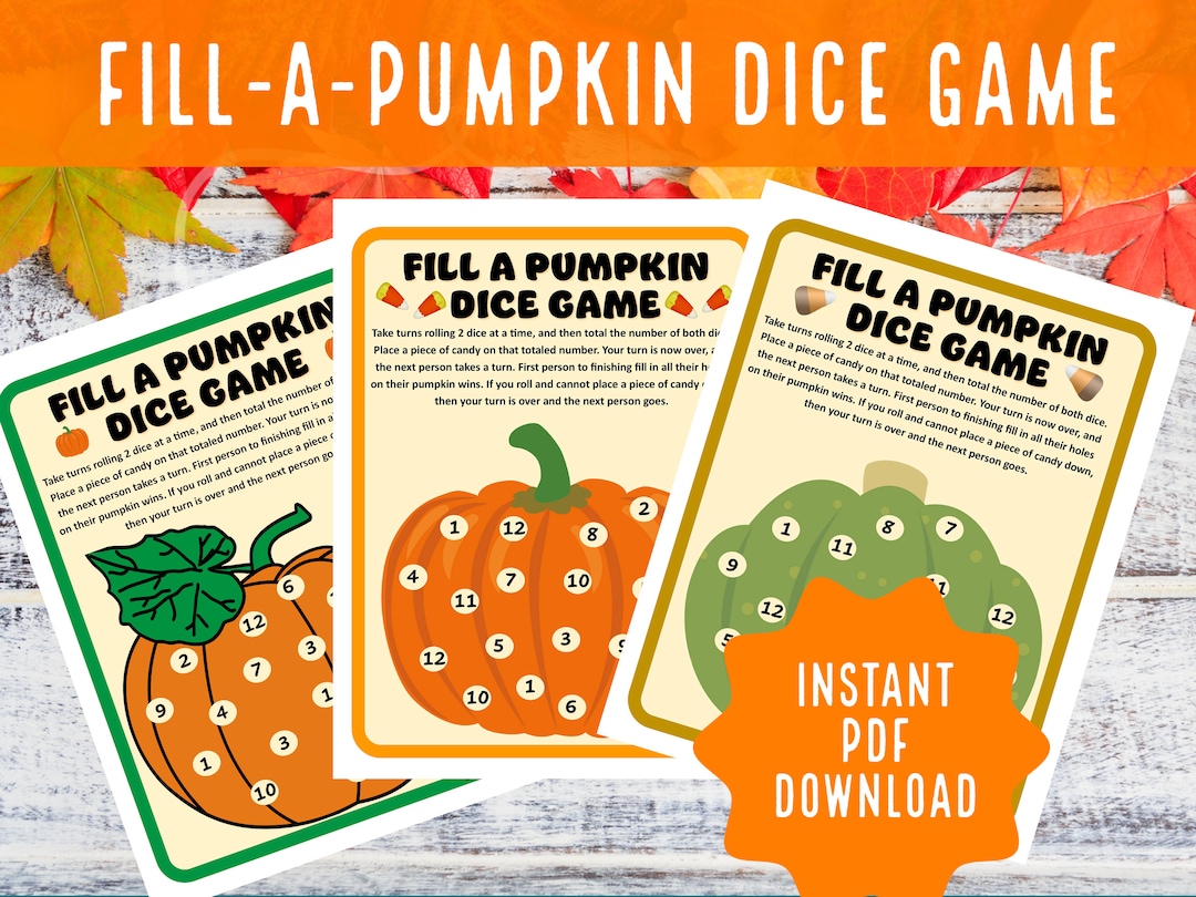 Fill A Pumpkin Dice Game Printable | Instant Download | Print Yourself ...