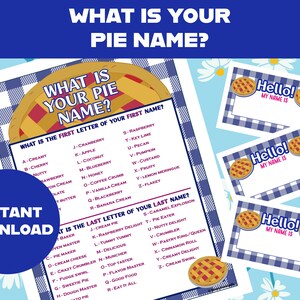 What is Your Pie Name? | Pie Game | Pie Name Tag | Pie Game Printable ...