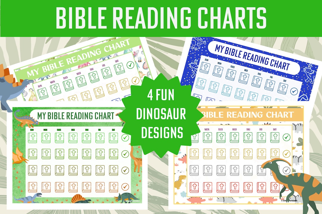 Dinosaur Bible Reading Chart: Kids Bible Lesson Tracker (download Print ...