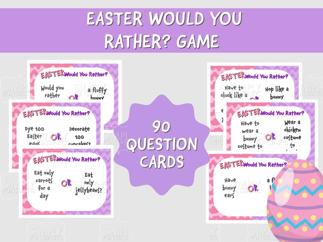 Easter Would You Rather Game: 90 Fun Cards (download & Print) - Etsy