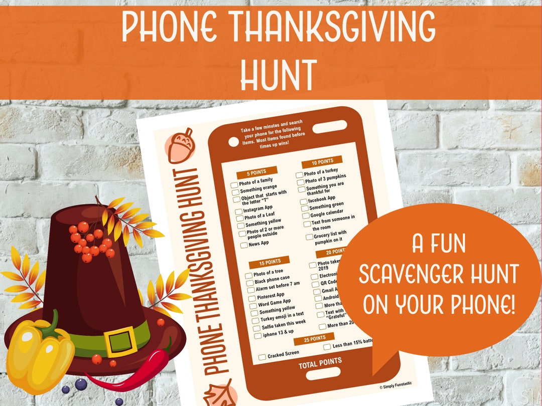 Thanksgiving Phone Scavenger Hunt Game (digital Download) - Etsy