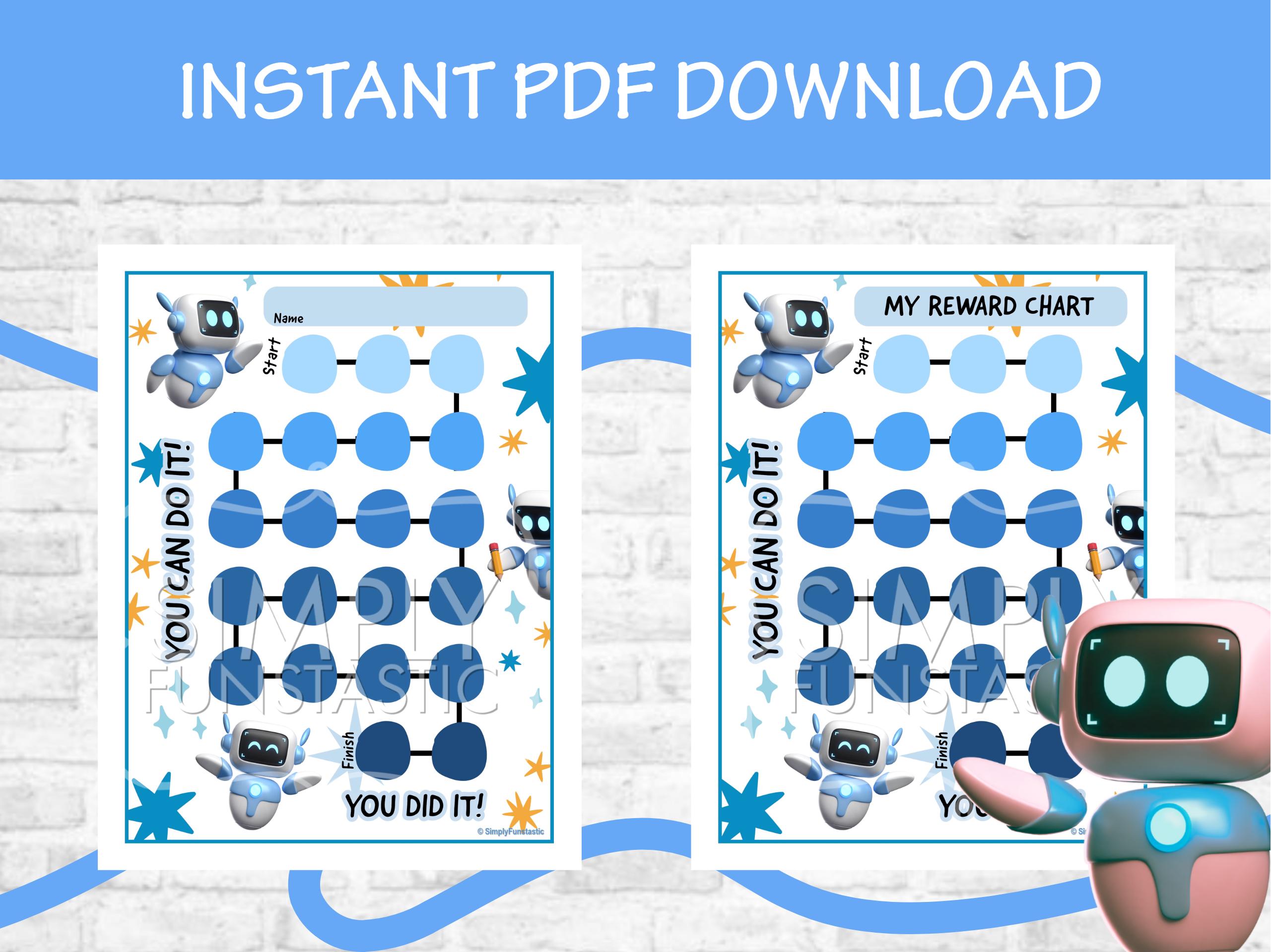 Robot Reward Chart: 3 Fun Designs, Behavior Incentive (digital Download ...