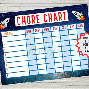 Outer Space Chore Chart: Daily Routine, Homeschool Printable (instant ...