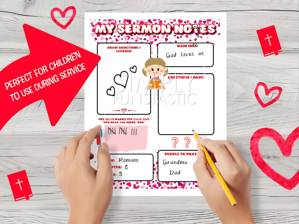 Kids Sermon Notes: February Church Printable (PDF Download) Colorful ...