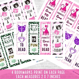 Kitty Cat Reading Bookmarks Set of 4 | Cat Animal Bookmarks | Classroom ...