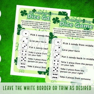 St. Patrick's Day Candy Dice Game Printable | Instant Download | Print ...