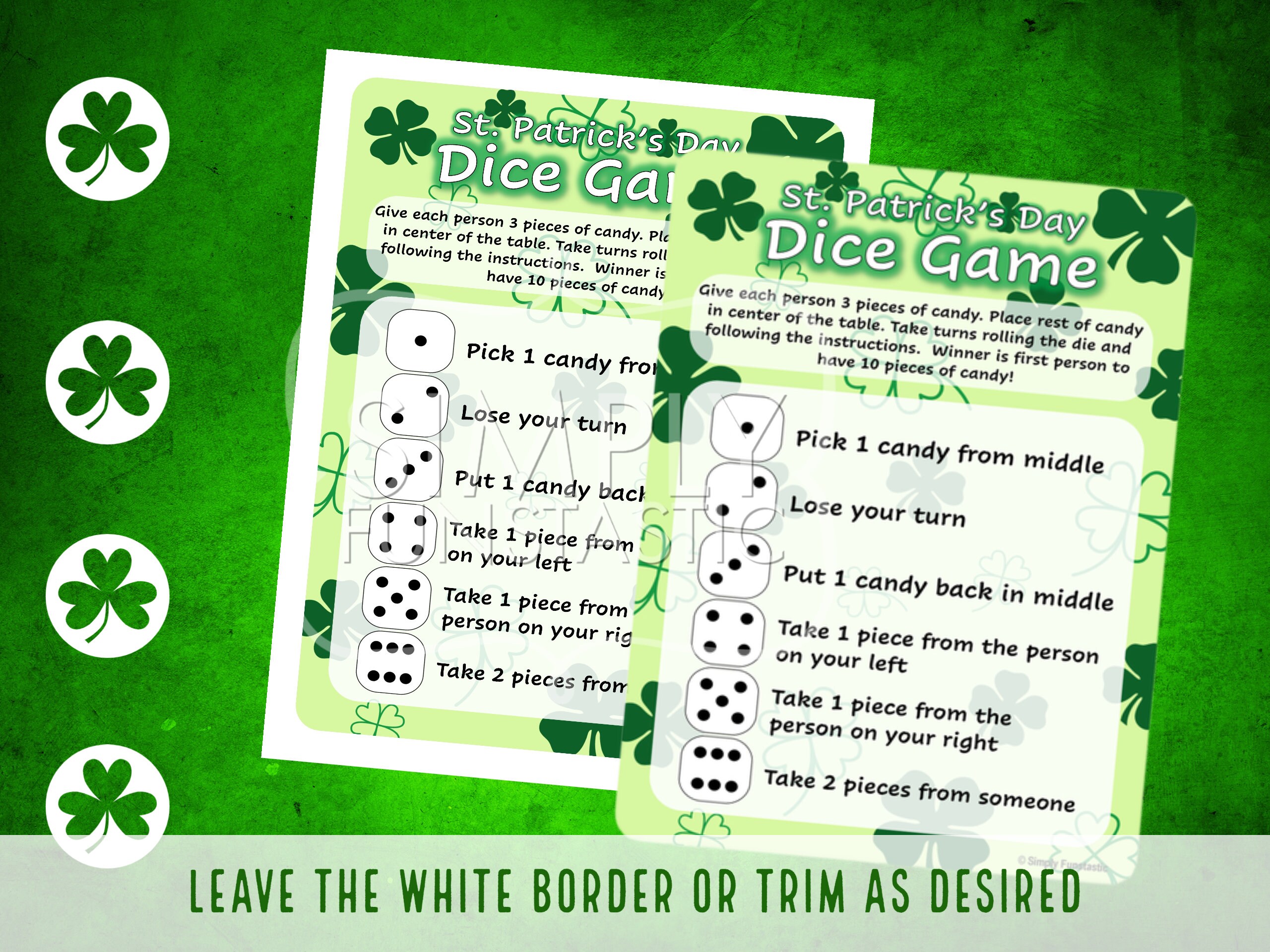 St. Patrick's Day Candy Dice Game Printable | Instant Download | Print ...