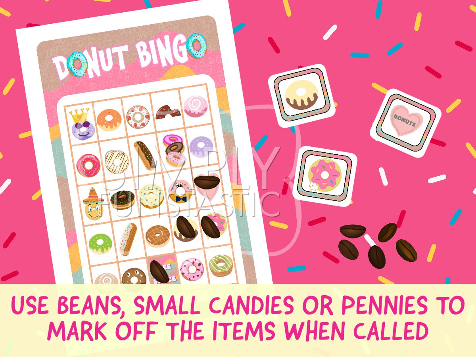 Donut Bingo Donut Party Game Donut Birthday Party Donut Printable Game ...