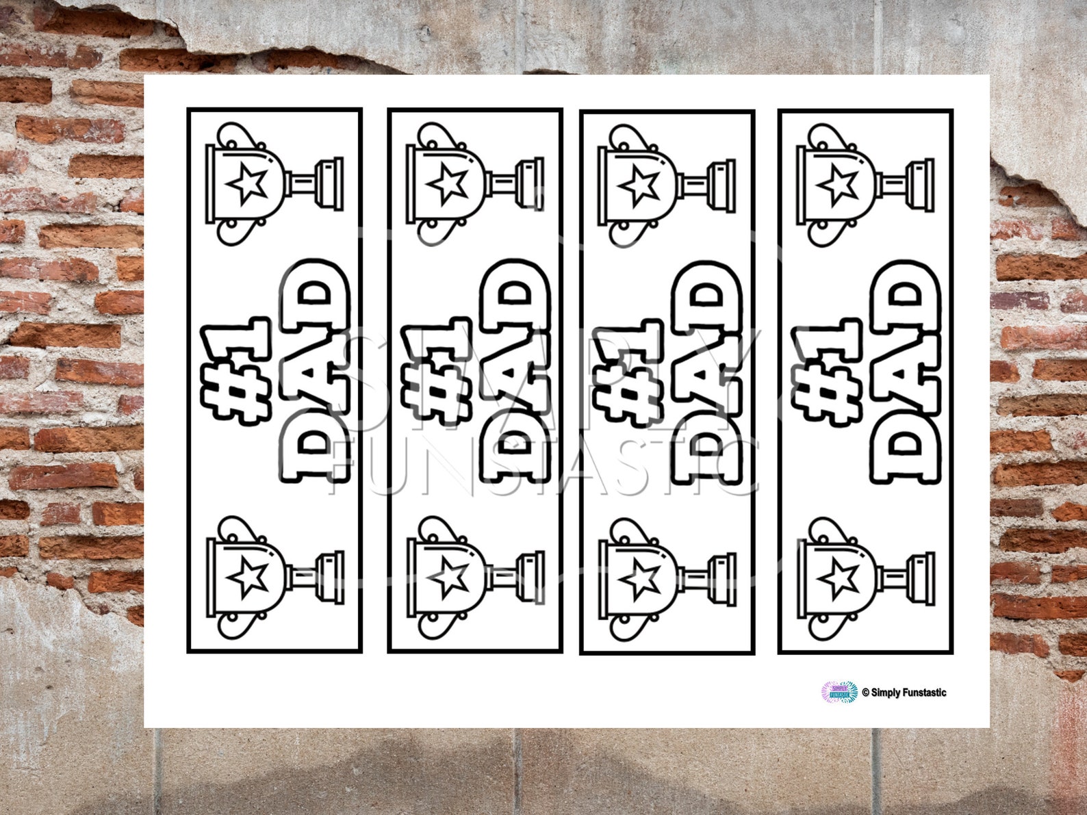 Father's Day Coloring DIY Bookmarks Set of 4 | Father's Day Gift ...