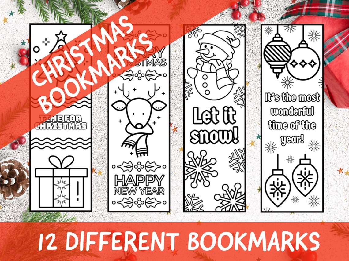 Christmas Color Your Own Bookmarks Set of 12 Instant Download and Print ...