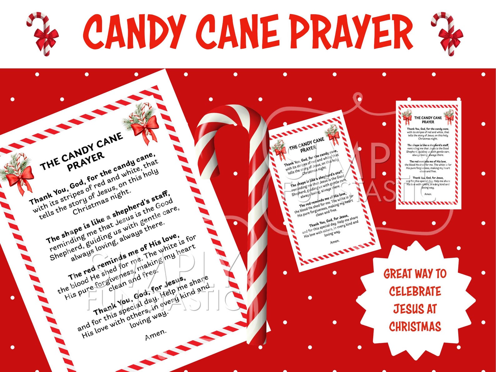 Candy Cane Prayer, Candy Cane Holder, Christmas Favor, Candy Cane Poem ...