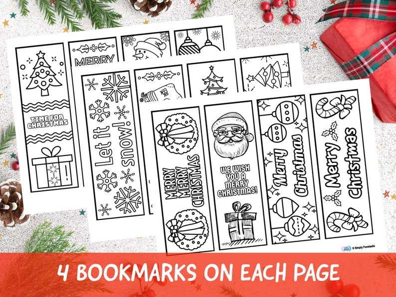 Christmas Color Your Own Bookmarks Set of 12 Instant Download and Print ...
