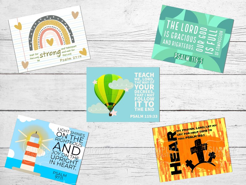 Kids Psalms Scripture Cards: Children's Memory Verse (digital Download ...