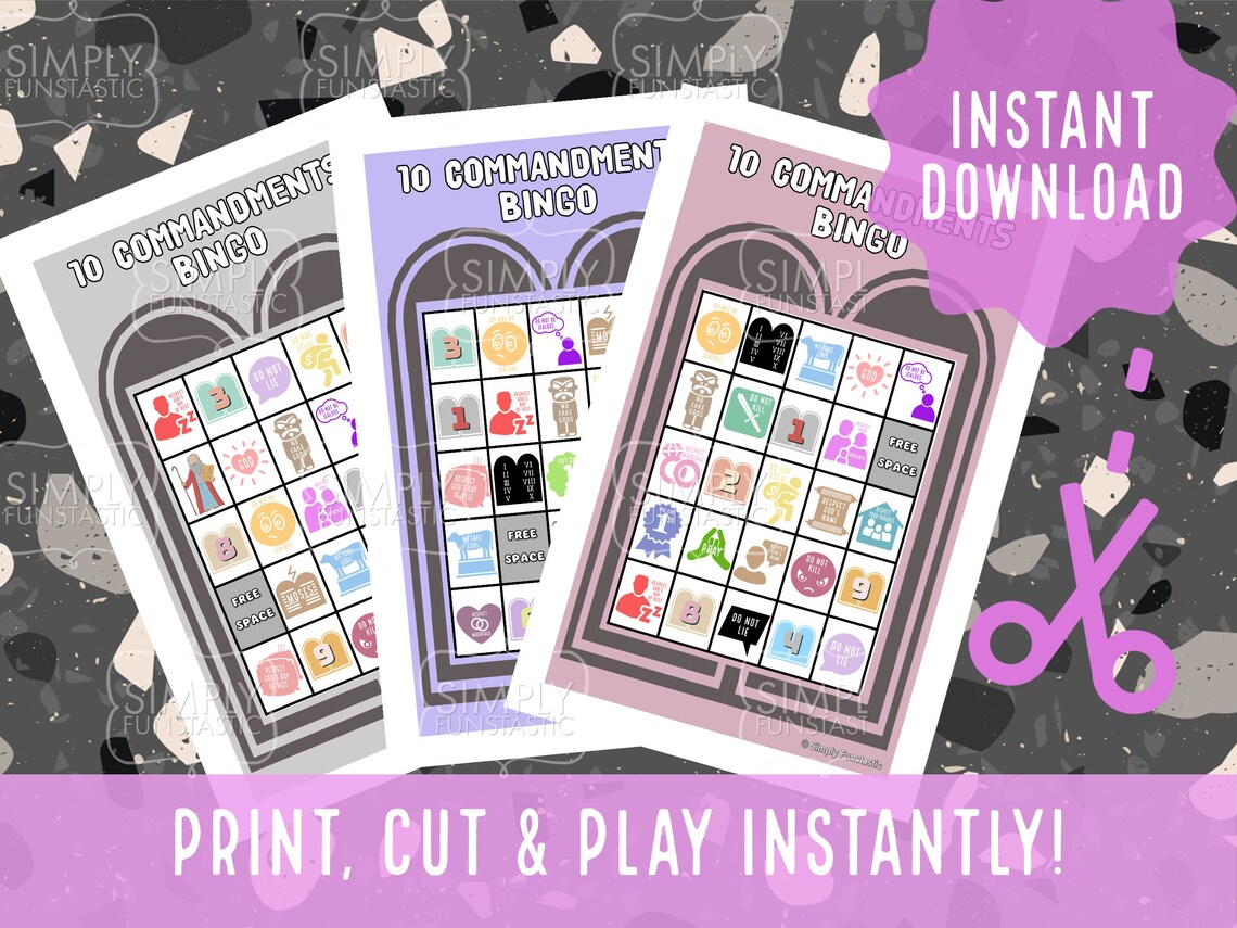 Ten Commandments Bingo Game: Sunday School Bible Lesson (PDF Download ...