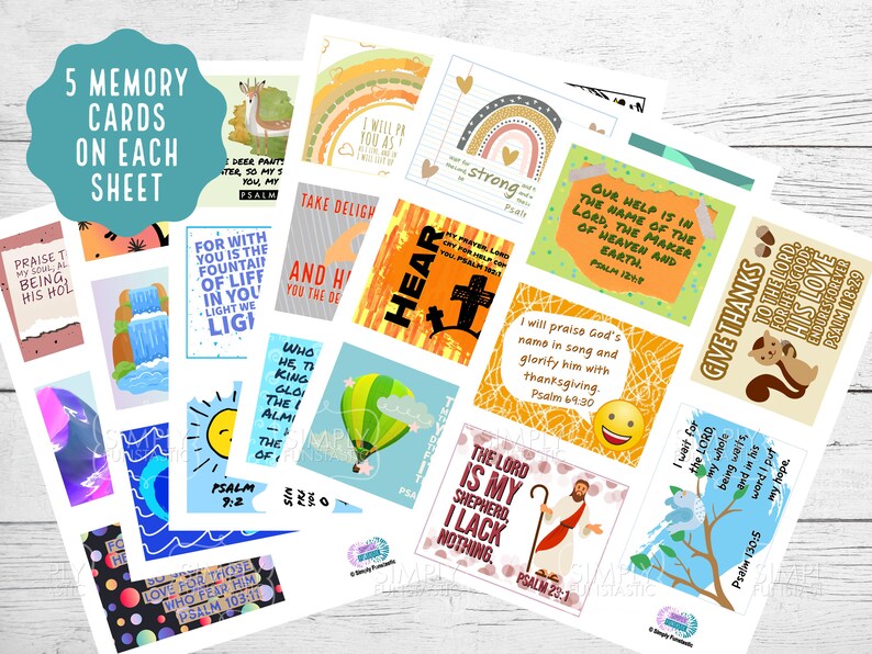 Kids Psalms Scripture Cards: Children's Memory Verse (digital Download ...