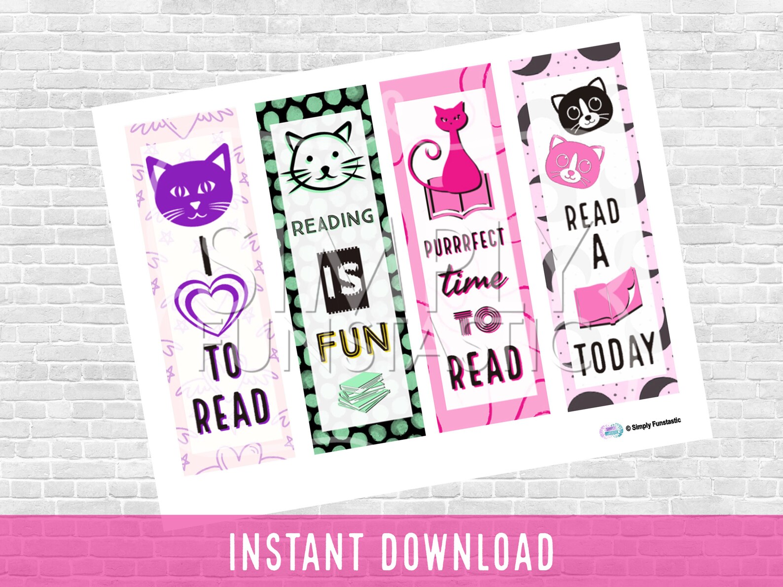 Kitty Cat Reading Bookmarks Set of 4 | Cat Animal Bookmarks | Classroom ...