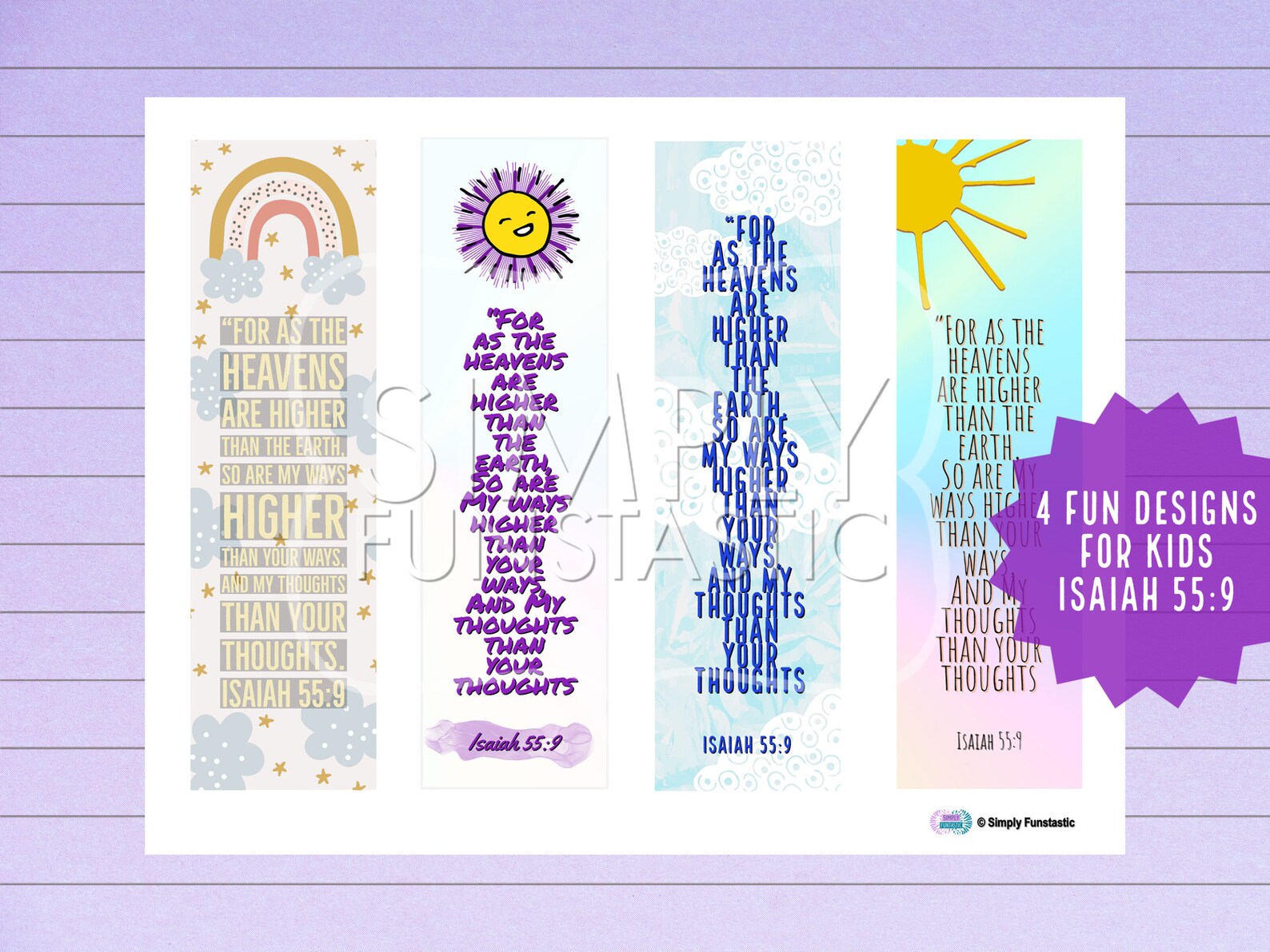 Children's Scripture Bookmarks Set of 4 | Sunday School | Bible Study ...