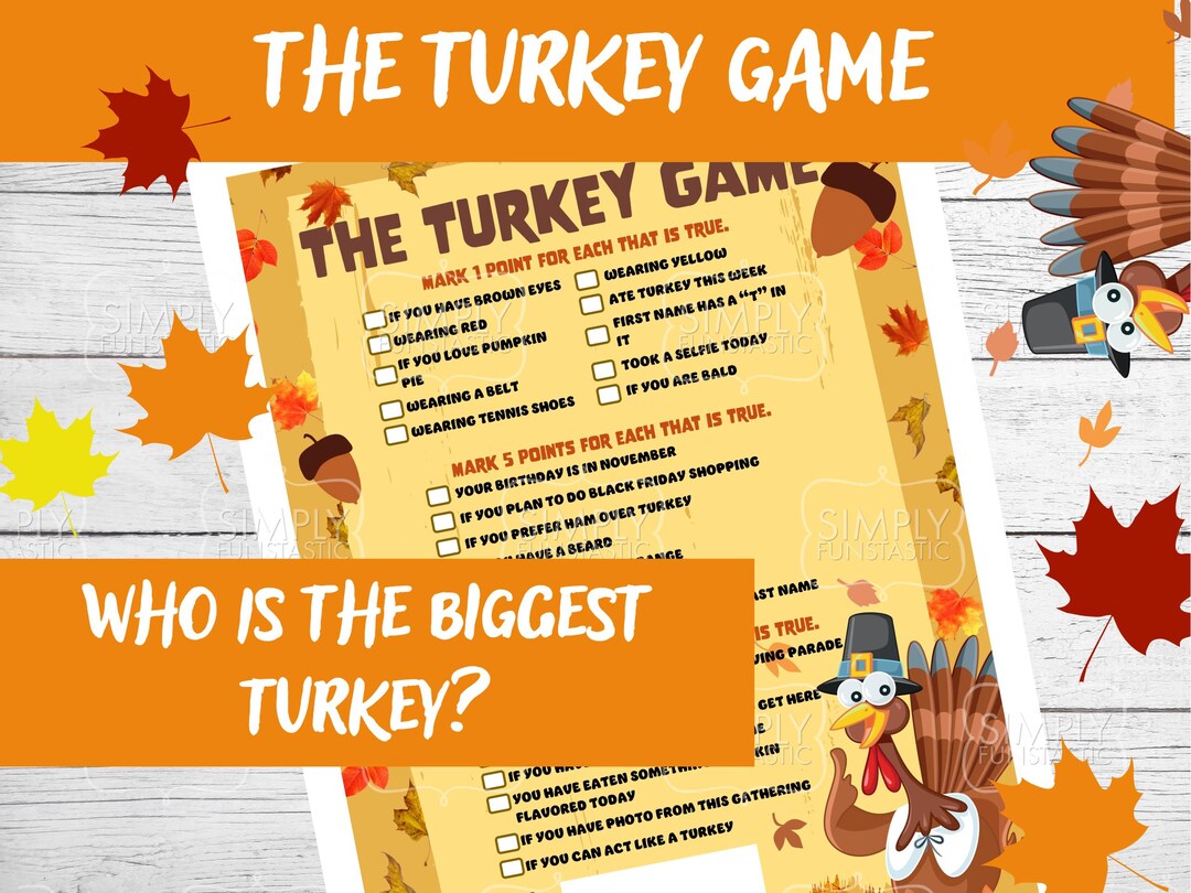 Thanksgiving Turkey Game: Fun Printable for Kids & Families (digital ...