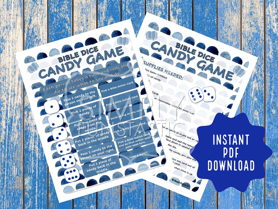 Bible Dice Candy Game Printable | Bible Game | Bible Printable Activity ...