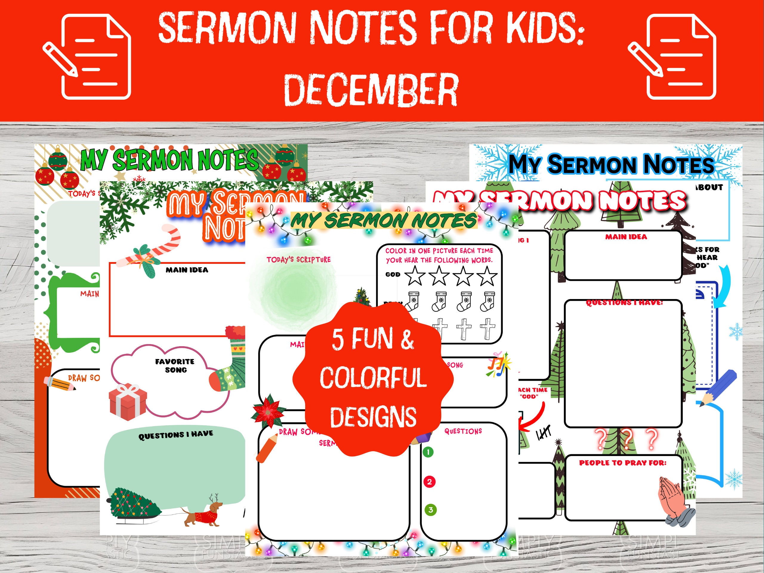 Christmas Sermon Notes for Kids: December Bible Study (PDF) - Etsy