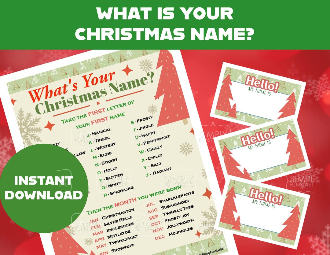 Christmas Name Game, Christmas Printable Game, Christmas Dinner Game ...