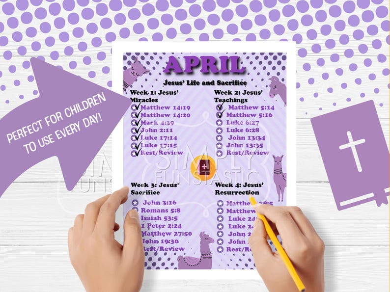 Kids' April Bible Reading Plan: Scripture Chart & Journal (PDF) - Etsy