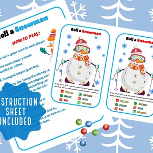 Roll A Snowman Dice Game Printable | Christmas Game | Winter Game ...