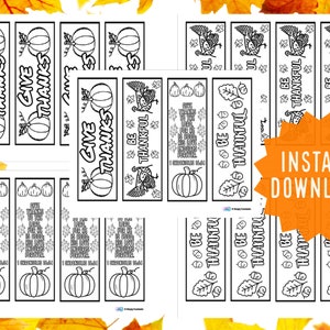 Thanksgiving Color Your Own Bookmarks: Fall Activity (instant Download ...