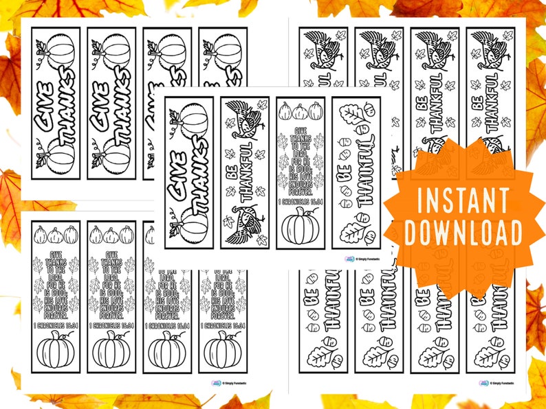 Thanksgiving Color Your Own Bookmarks: Fall Activity (instant Download ...