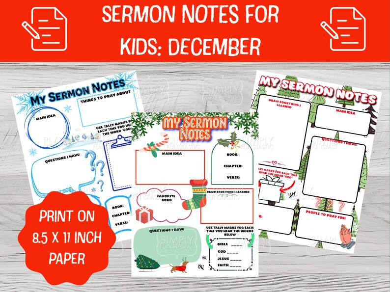 Christmas Sermon Notes for Kids: December Bible Study (PDF) - Etsy