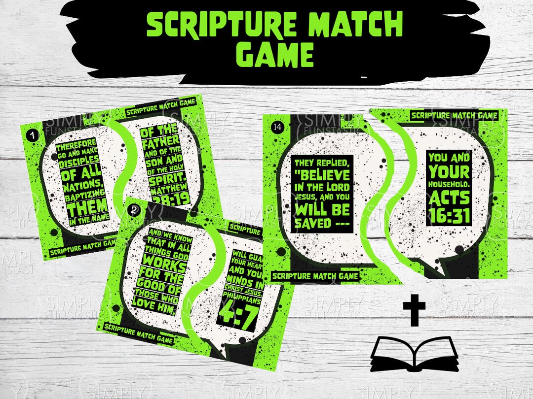 Scripture Match Card Game | Match the Verse Game | Bible Verse Game ...