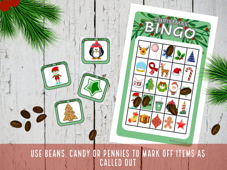 Christmas Bingo Printable, Christmas Green Bingo, Christmas Games ...