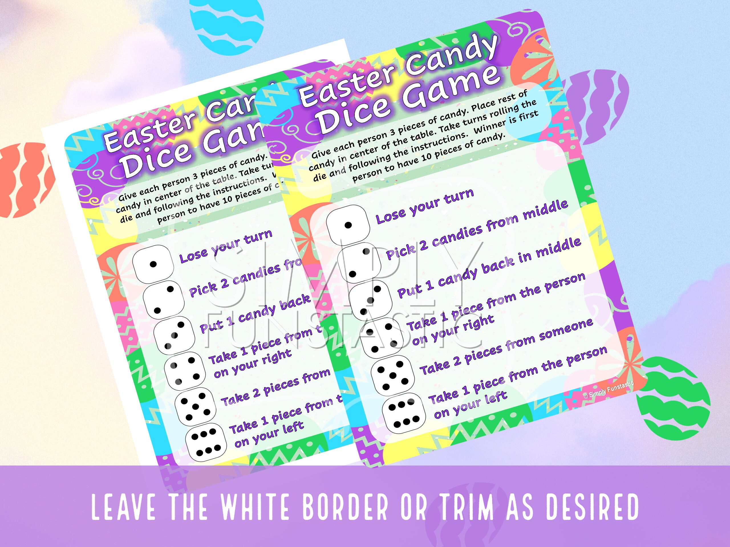 Easter Candy Dice Game Printable Easter Game Easter Activity Easter ...