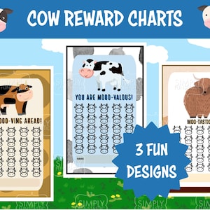 Cow Reward Charts: Classroom Incentive, Chore Chart (instant Download ...