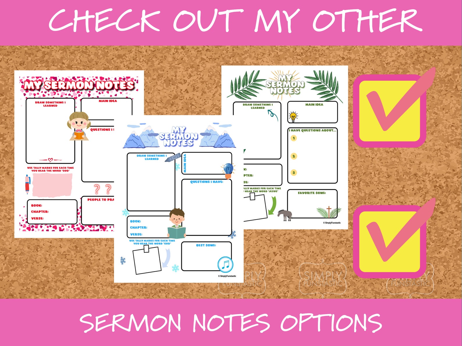 Kids Sermon Notes Worksheet: Christian Church Activity (download Print ...