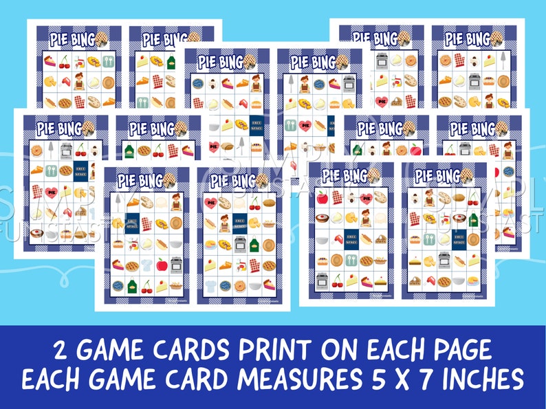 Pie Bingo | Pie Party Game | Pie Birthday Party | Pie Printable Game ...