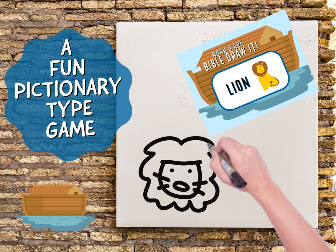 Noah's Ark Bible Draw It! Game: Christian Pictionary Cards (instant ...