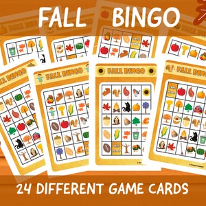 Autumn Fall Harvest Bingo Cards Set Instant Download Perfect for ...