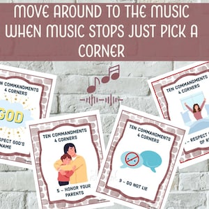 Ten Commandments Story 4 Corners Game, Church Kids Game, Church ...