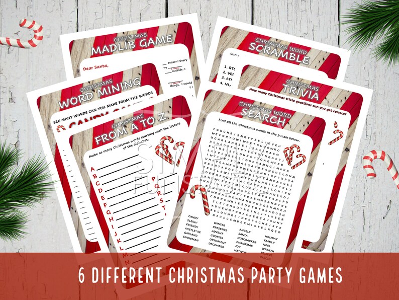 Candy Cane Christmas Party Games Printable Instant Download Print ...