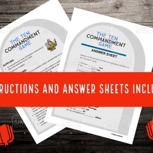 Ten Commandment Game| 42 Different Game Cards| Instant Download| Sunday ...