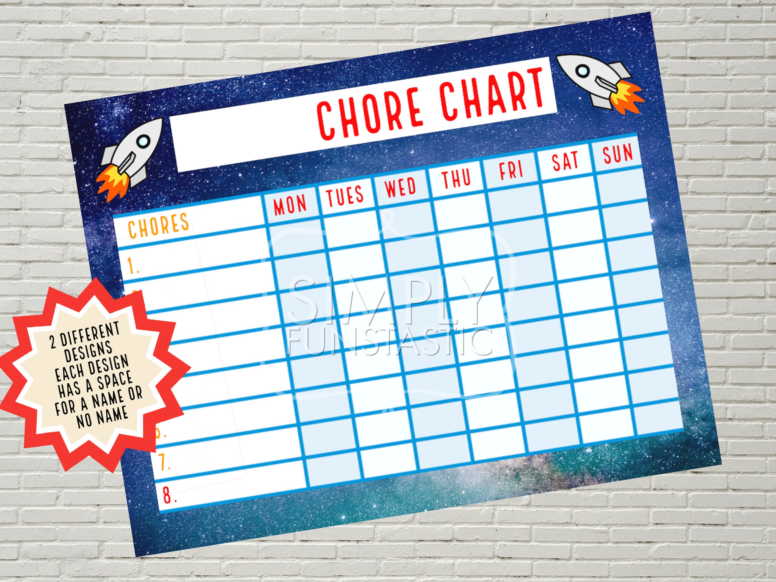 Outer Space Chore Chart: Daily Routine, Homeschool Printable (instant ...