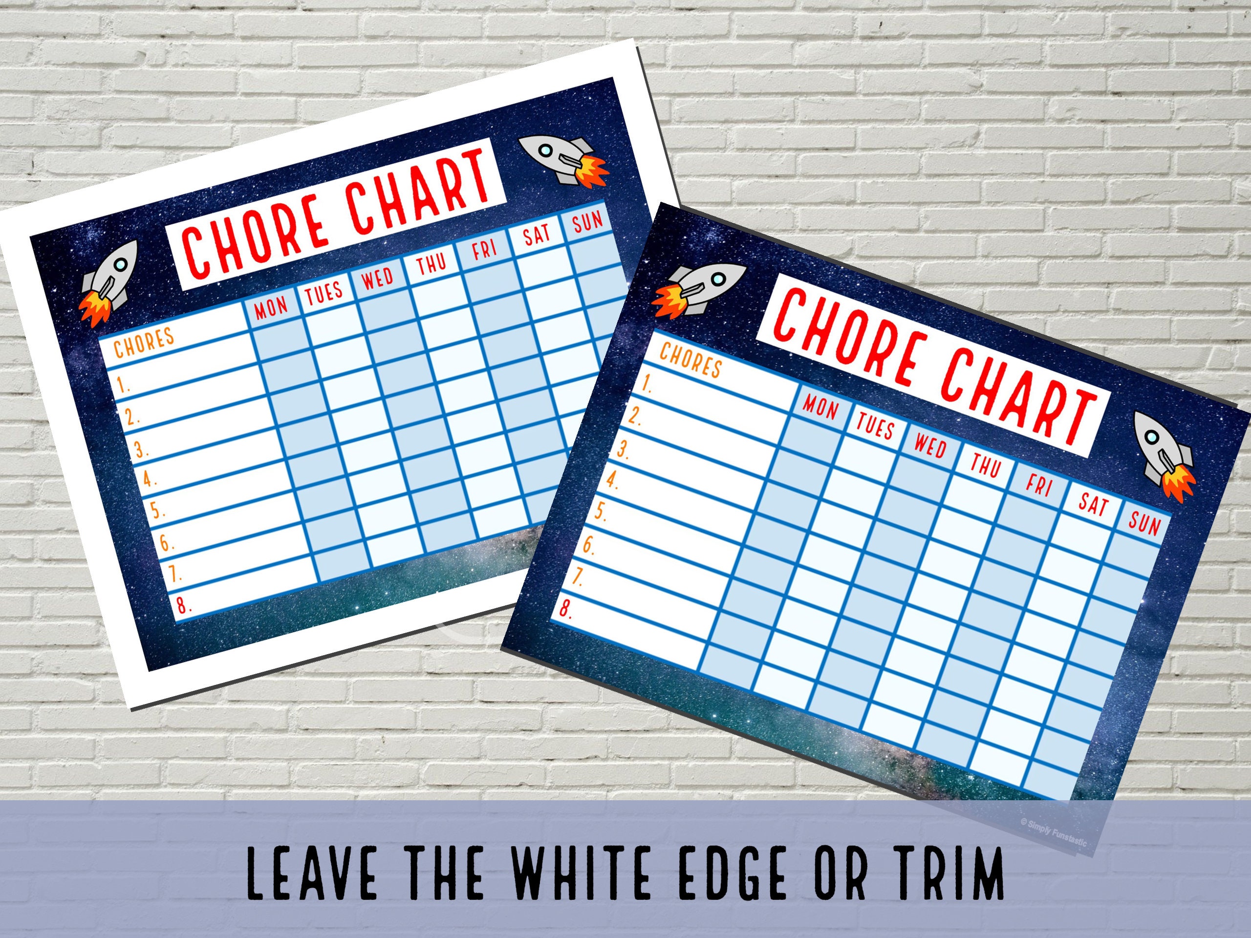 Outer Space Chore Chart: Daily Routine, Homeschool Printable (instant ...