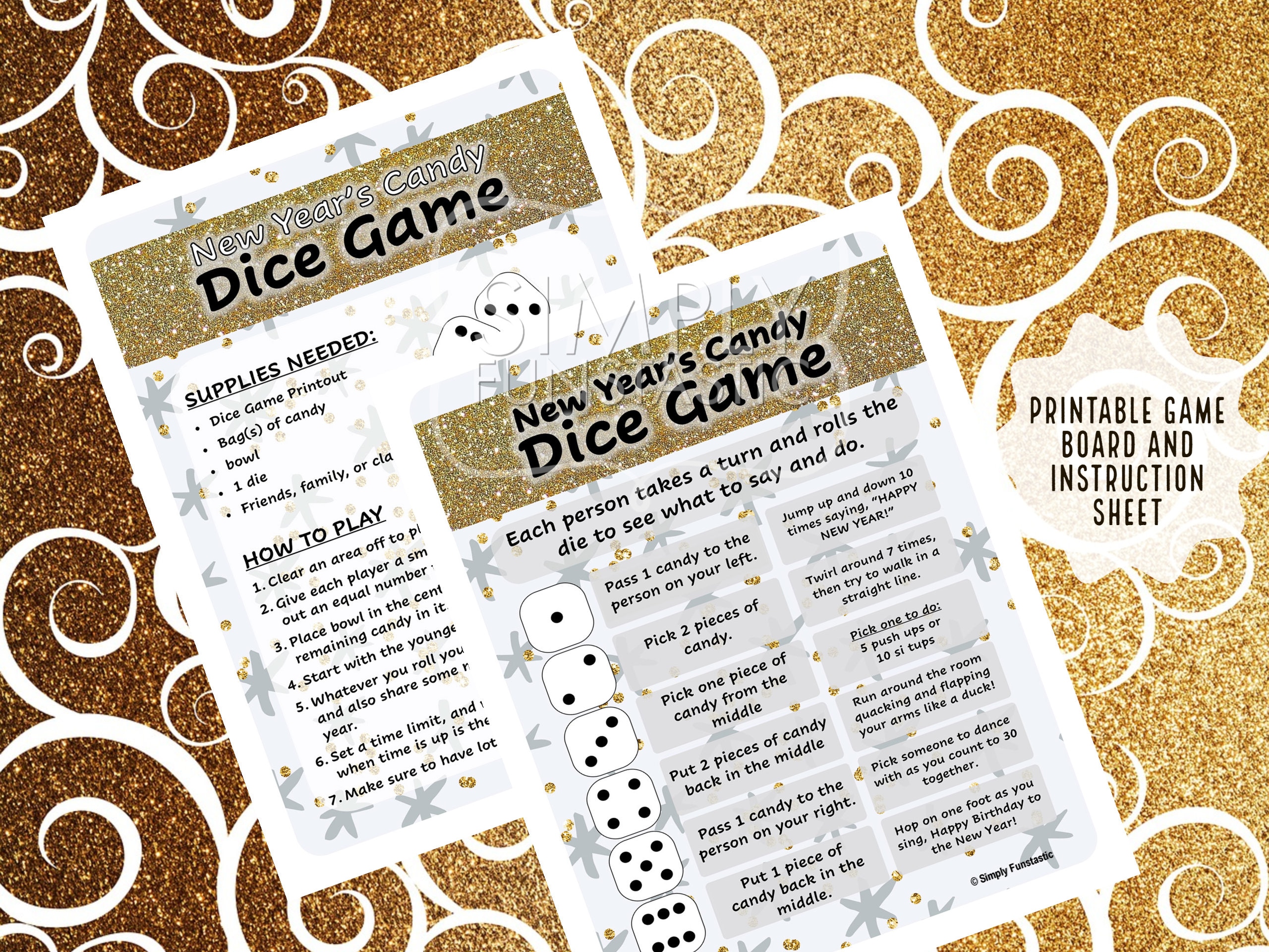 New Year's Dice Game Printable, Dice Game New Year’s Eve, New Year’s ...