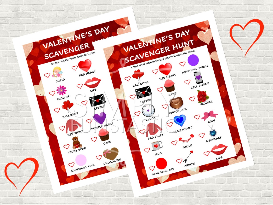 Valentine's Day Scavenger Hunt Instant Download Print Yourself 2 ...